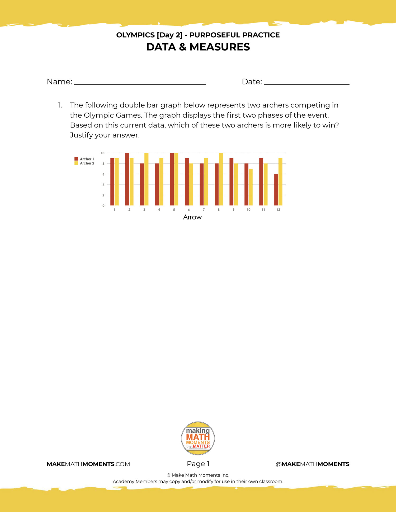 Olympics [Day 2] - Data Literacy Mean, Median Mode Practice Worksheets