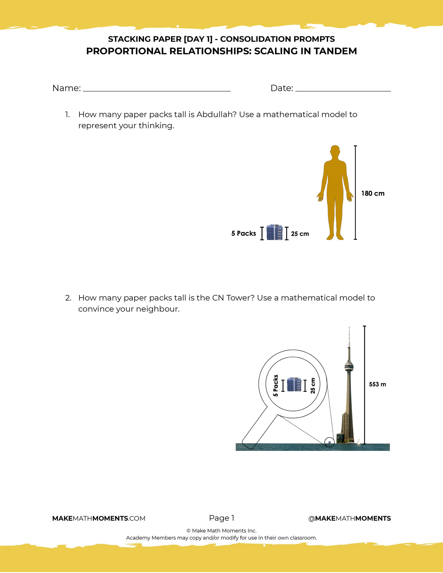 Stacking Paper [Day 1] | Solving Proportional Relationships 3 Act Math Task