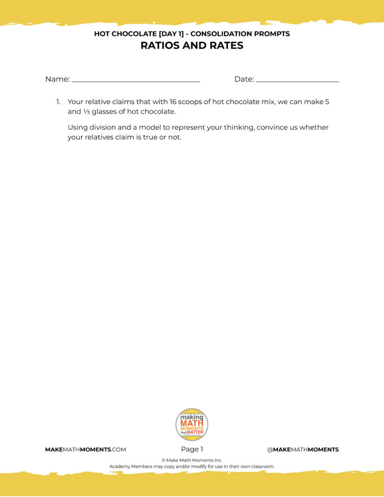 Hot Chocolate | 6-Day Problem Based Math Unit | Explore Ratios and ...