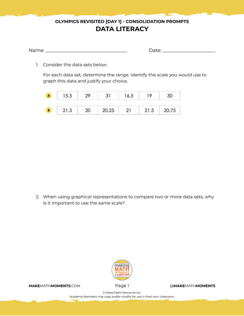 Olympics Revisited [Day 1] | Data Literacy: Graphing, Mean, Median & Mode