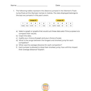Olympics Revisited [Day 5] - Data Literacy Assessment Handout Worksheet