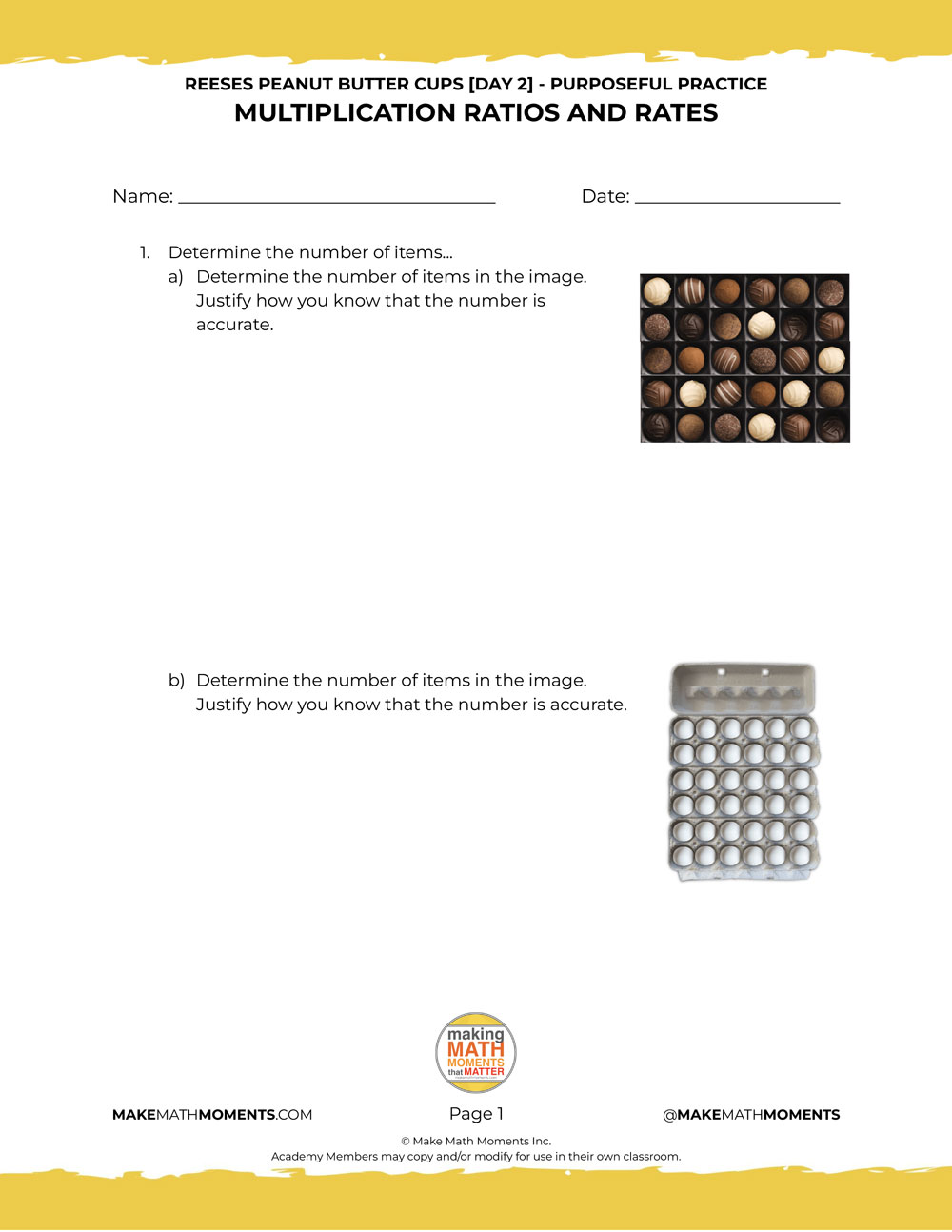 Reeses Peanut Butter Cups [Day 2] - Make Math Moments Academy