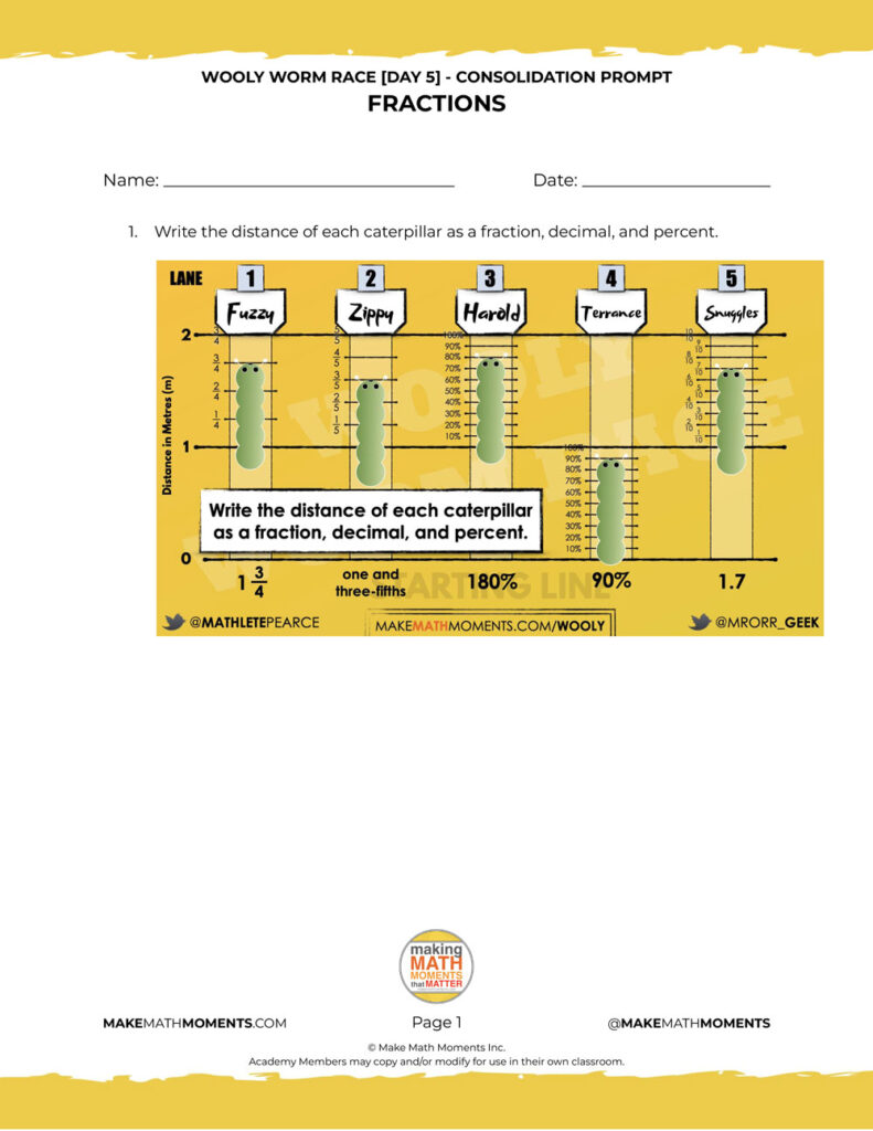 Wooly Worm Race [Day 5] - Make Math Moments Academy