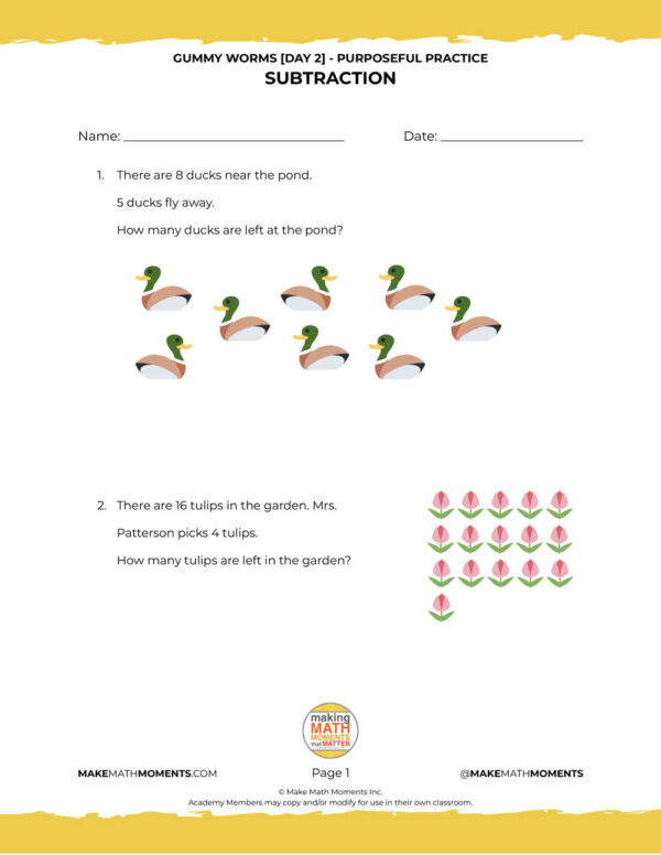 Gummy Worms [Day 2] - Make Math Moments Academy