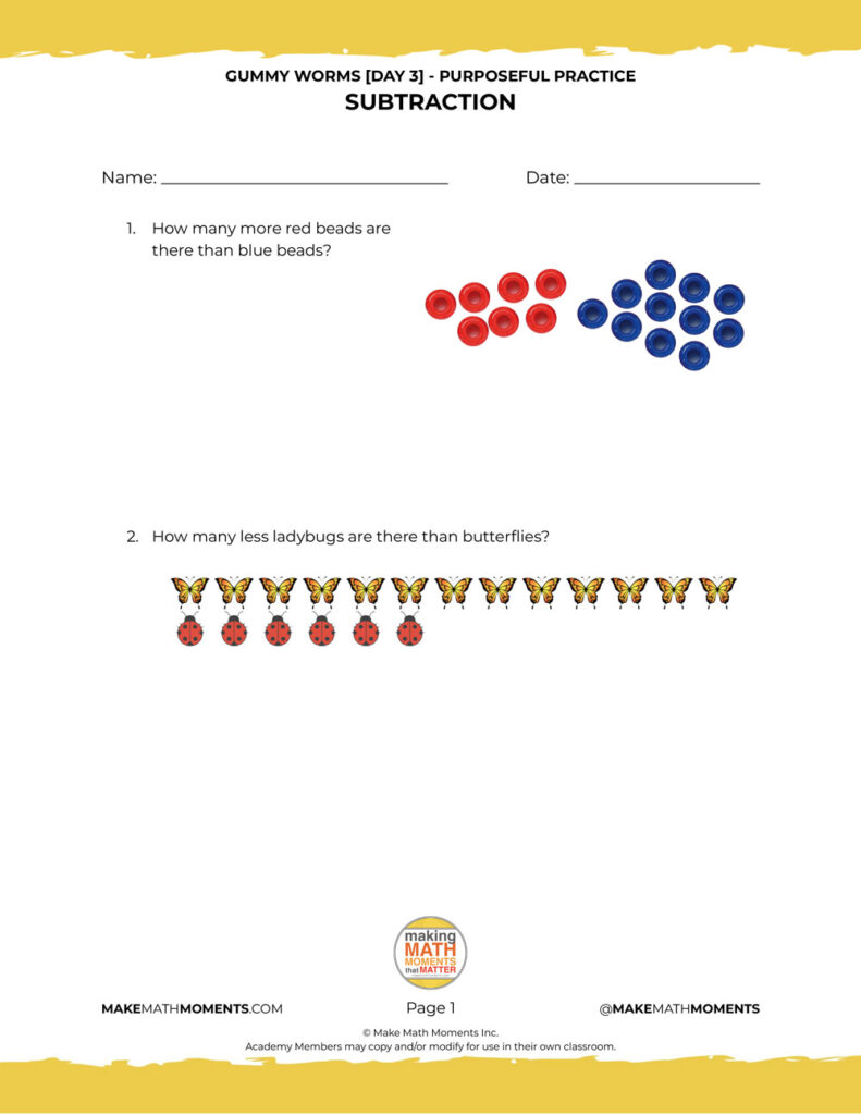 Gummy Worms [Day 3] - Make Math Moments Academy