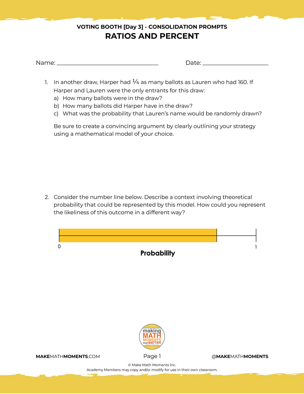 Voting Booth [Day 3] Probability & Proportional Relationships | 3 Act Math