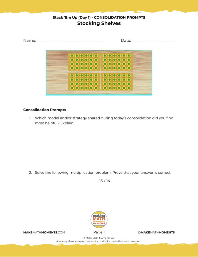 Stack 'Em Up | Multiplying Whole Numbers | Properties of Multiplication