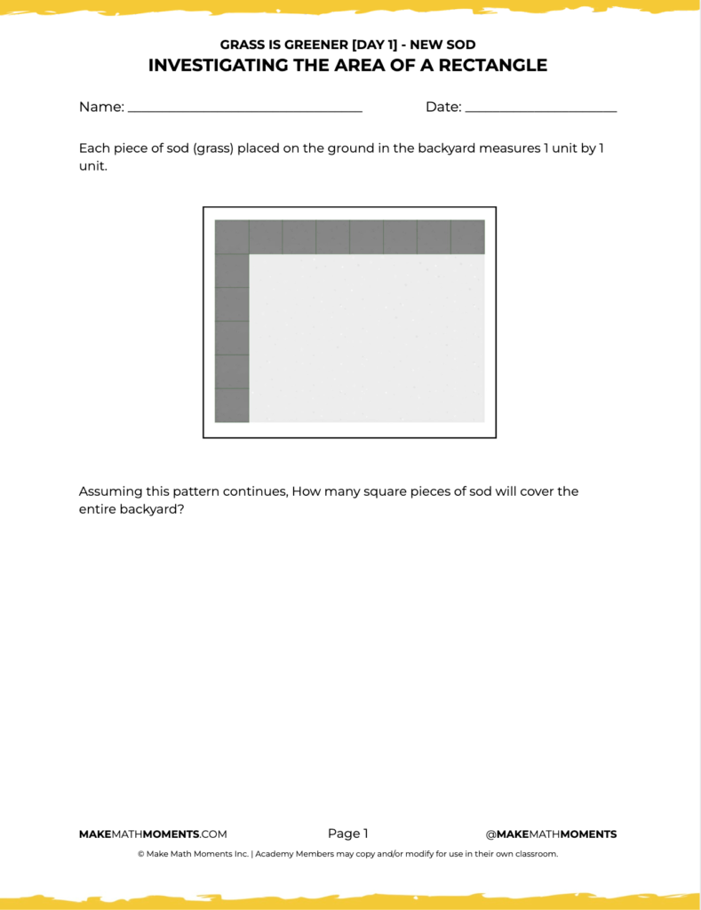 Grass Is Greener [Day 1] | Investigating The Area of a Rectangle | 3 ...
