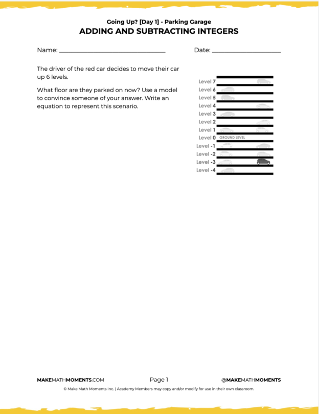Going Up? | Adding and Subtracting Integers 3 Act Math Tasks & Practice